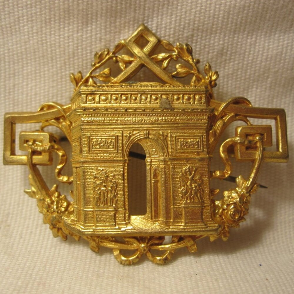 Antique Gold Arc De Triomphe Paris Monument Pin: Deta… - Gem